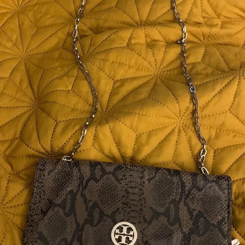 Tory Burch Crossbody Snake Print Leather Purse - Gem